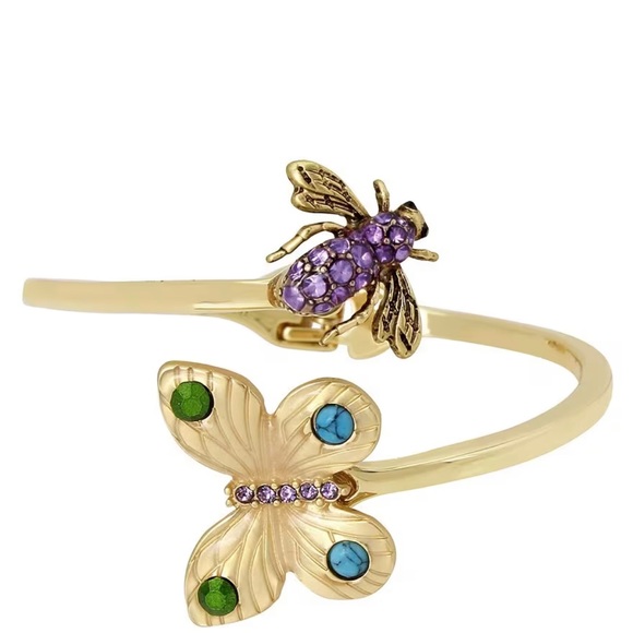 Betsey Johnson | Jewelry | Betsey Johnson Gold Multicolor Butterfly And ...